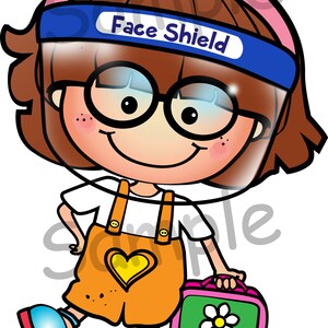 Kool Kids With Face Shields/ Masks, Clipart. BLACK and WHITE and Color ...