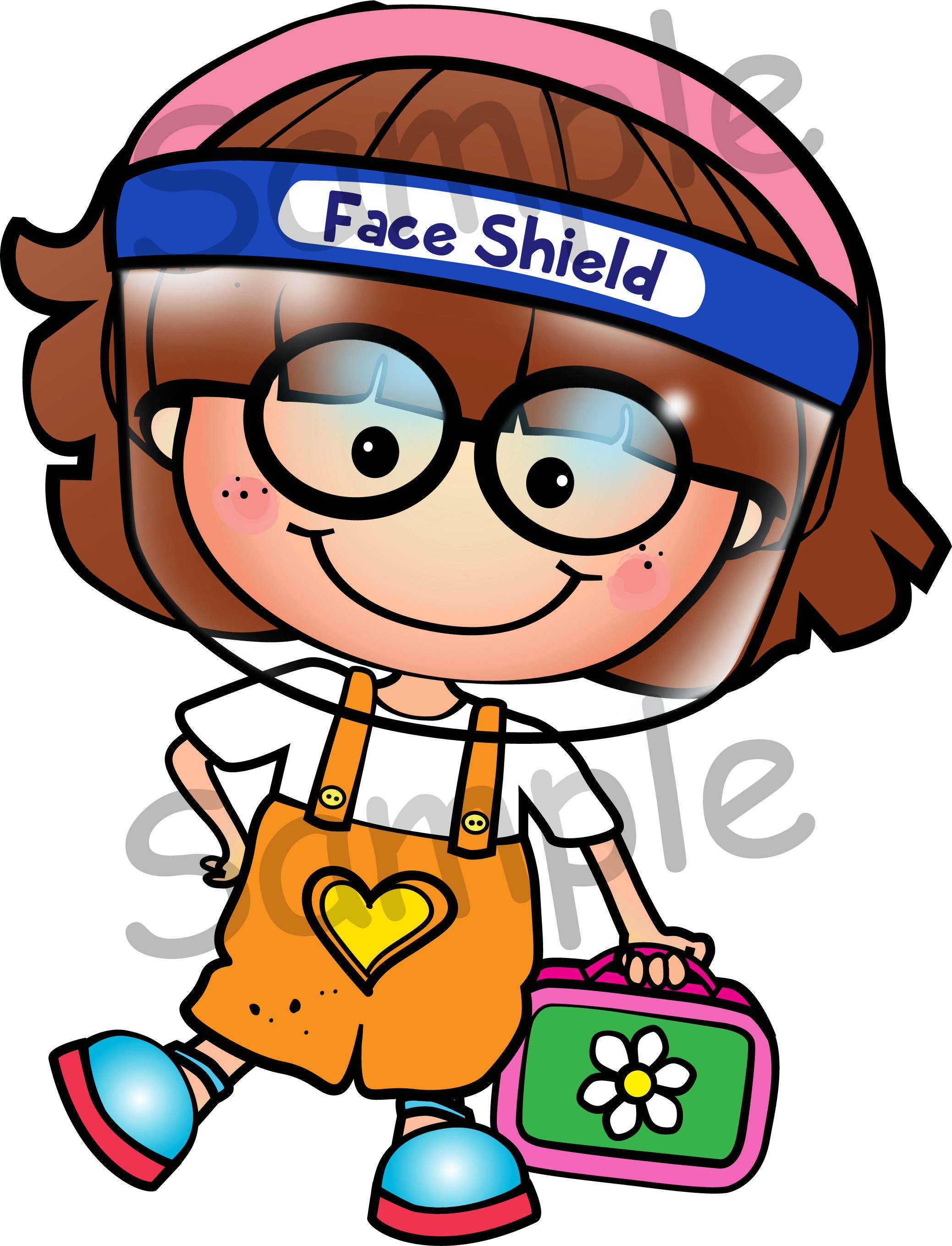 Kool Kids With Face Shields/ Masks, Clipart. BLACK and WHITE and Color ...