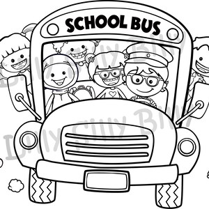 Back to School Kids. Clipart, Black and White & COLOR, Small Commercial ...