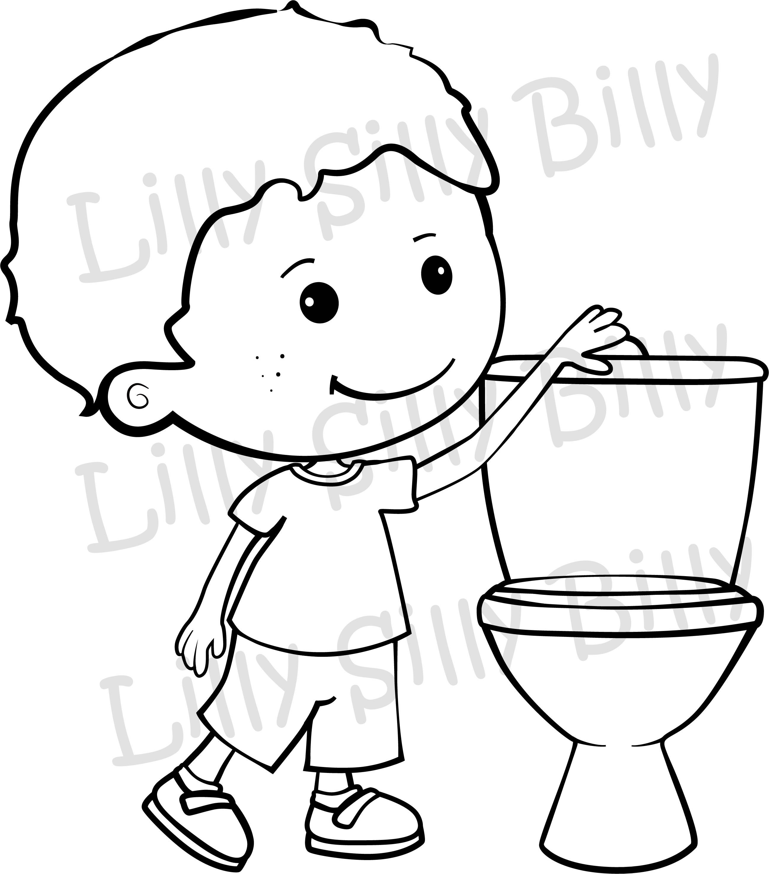 Bathroom Etiquette BLACK and WHITE/ and Full Color Clipart. - Etsy