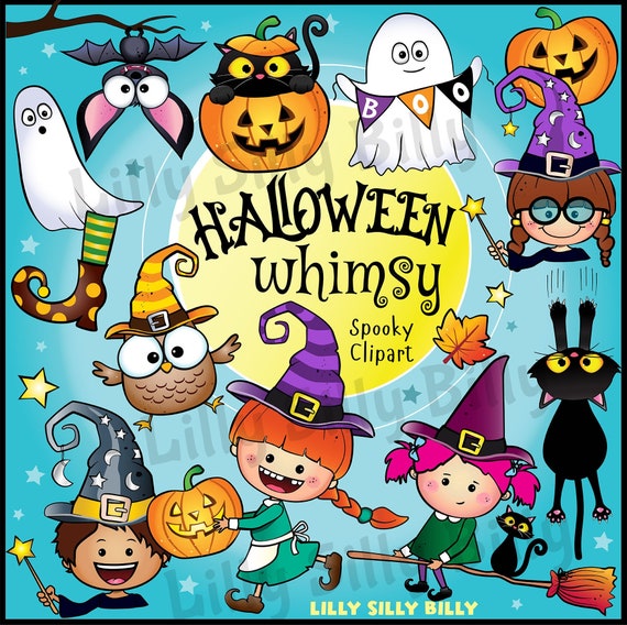 Halloween Whimsy clipart Not-so-scary illustrations for | Etsy