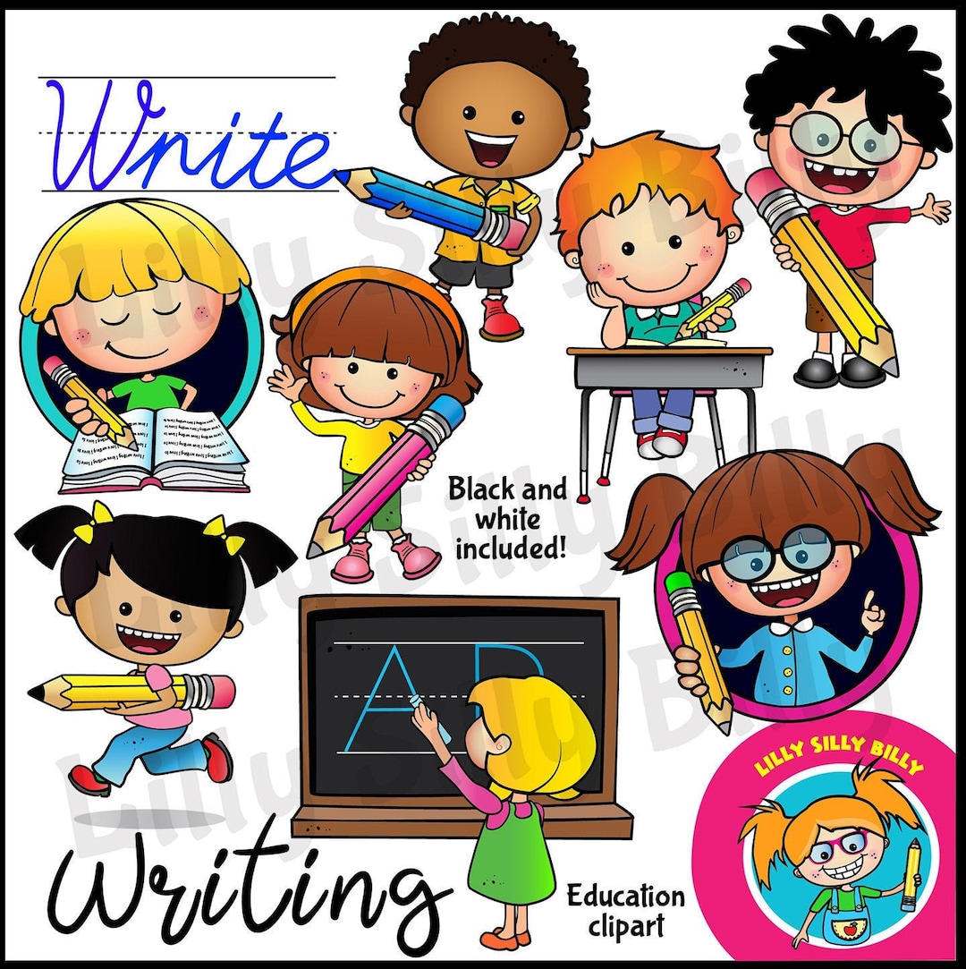 WRITING. Clipart in Color & Black/white. {lilly Silly Billy} - Etsy