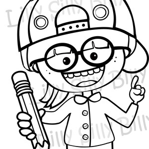 Bright Kids 2. Clipart Mini-set, Black and White & COLOR, Small ...