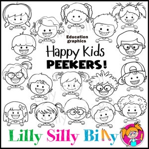 Happy Kids Clipart Peekers, Value Bundle - Smiling Children, Peeking ...