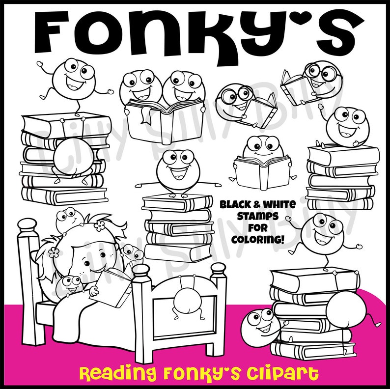FONKY'S - Reading Fonky's Clipart Collection. Small Commercial Use. - Etsy