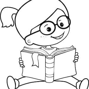 Reading Kids. Clipart in Color & Black/white. {lilly Silly Billy ...