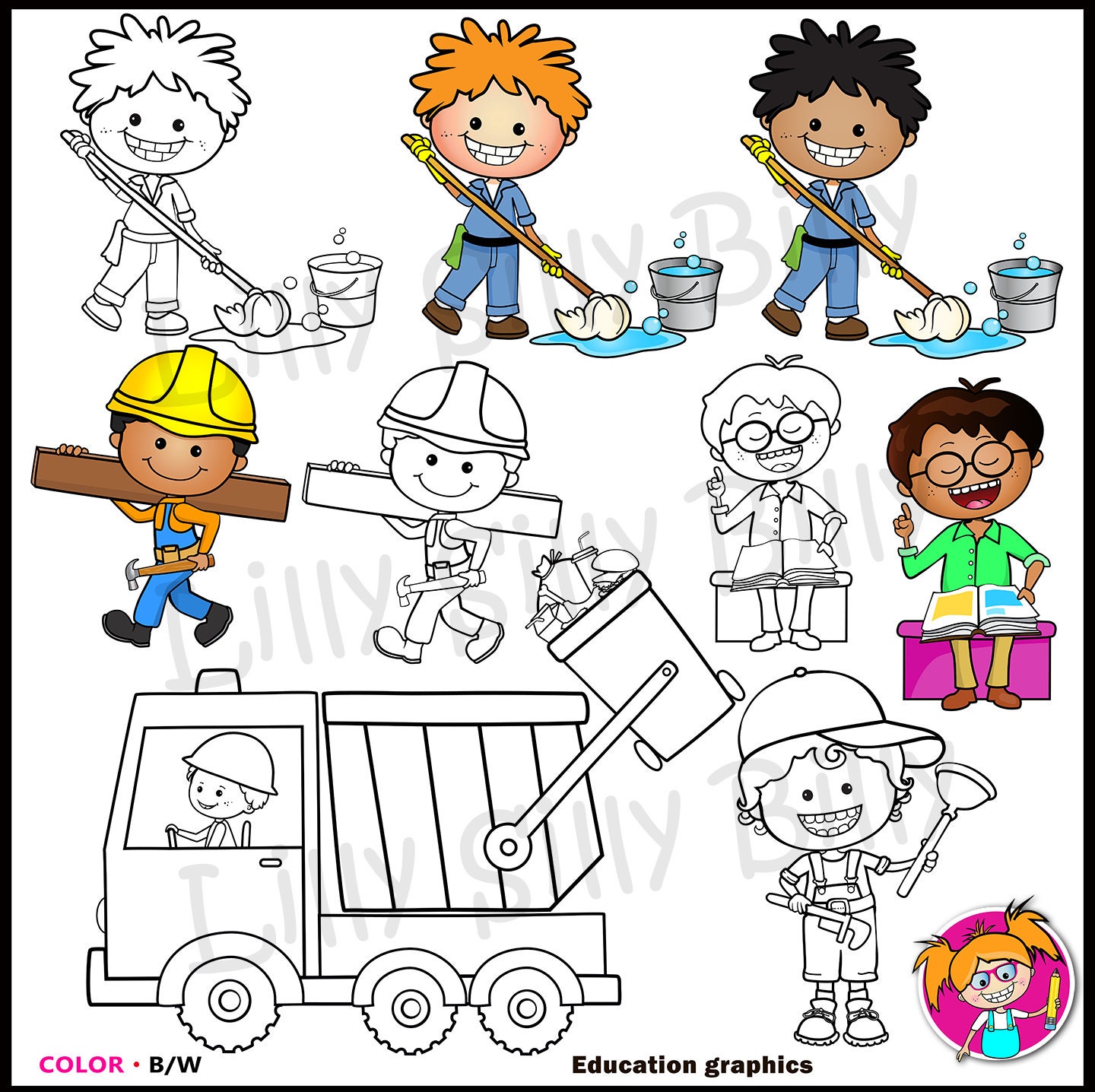 Community Helpers Clipart Black And White