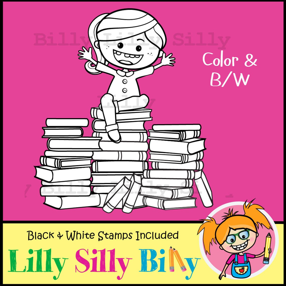 Books and More Books! - Clipart - Books and Reading, Lilly Silly Billy ...