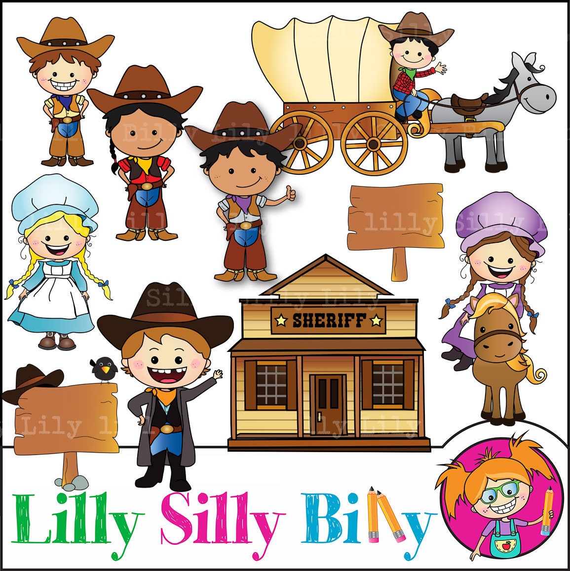 Colonial Kids Clipart Mega Bundle BLACK AND WHITE and Color - Etsy