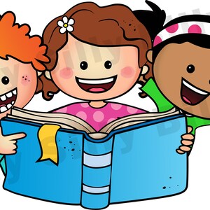 READING. Clipart in Color & Black/white. {lilly Silly Billy} - Etsy