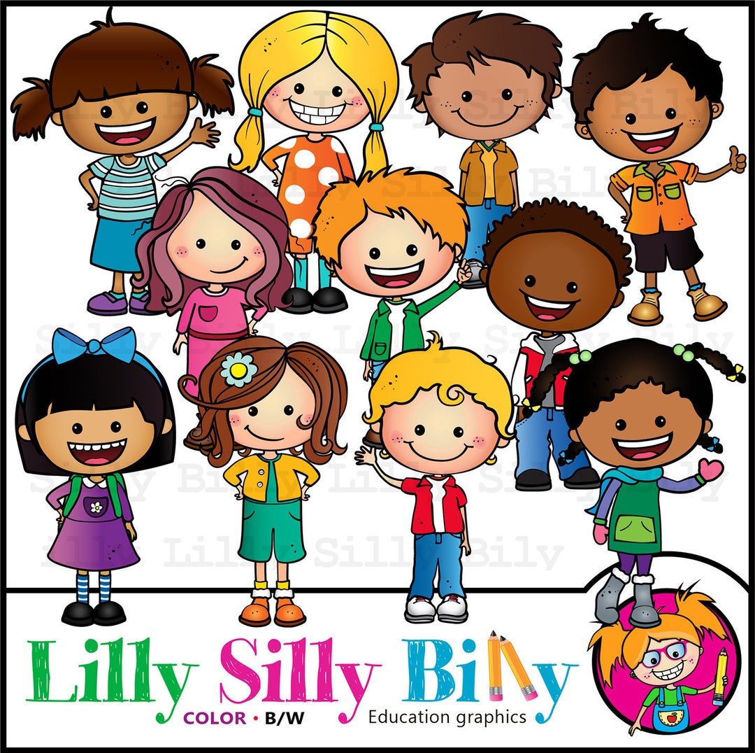 Clever BIG Kids Clipart. BLACK and WHITE and Color. Education Graphics ...