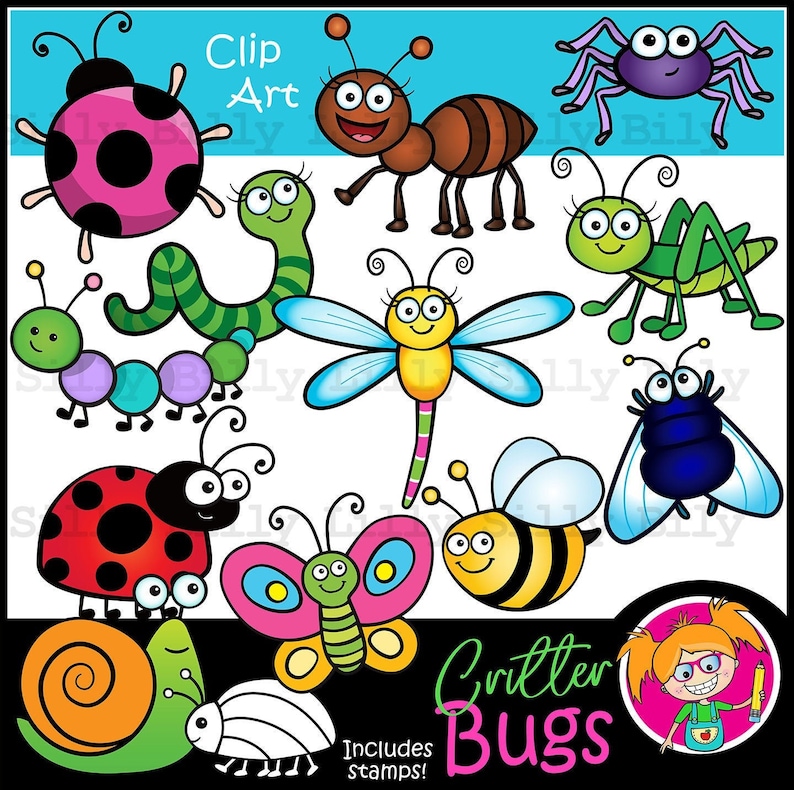 Clipart Bugs Cute Colorful Insects. Graphics for Small - Etsy