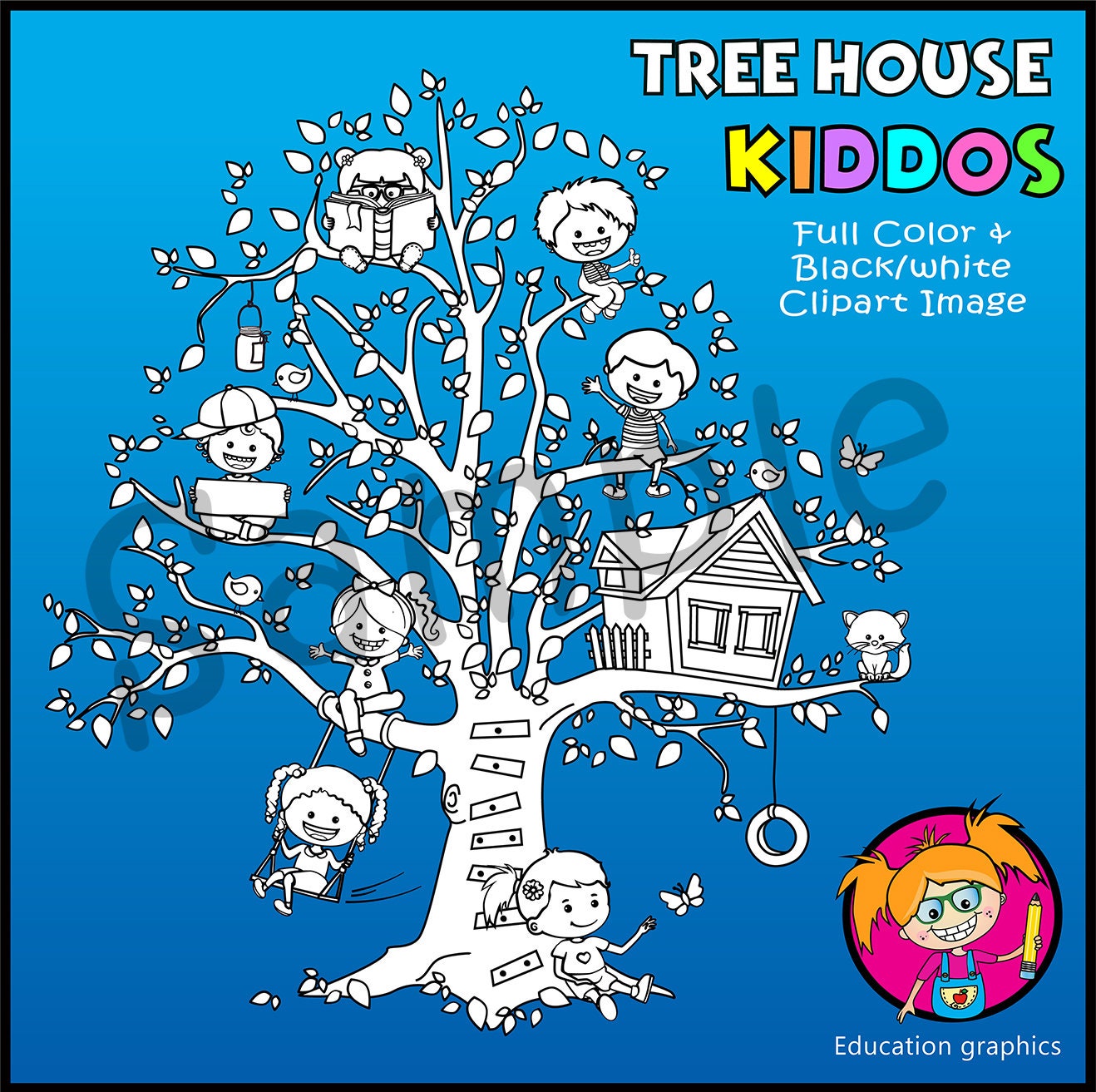 TREE HOUSE KIDDOS, With Separate Characters! 12 Inch Clipart Image - Etsy