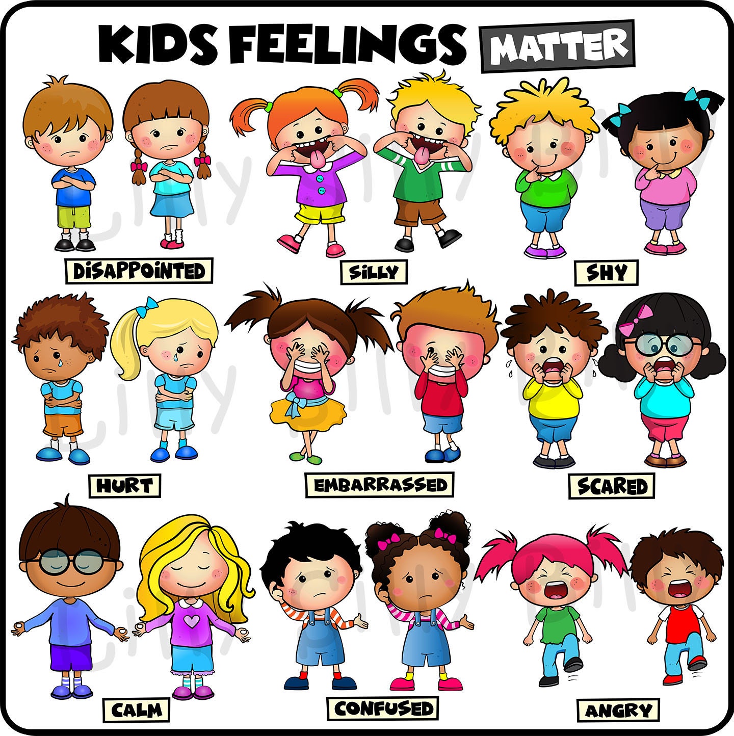 Kids Feelings Matter Clipart TRI-BUNDLE Super Sweet Digital - Etsy ...
