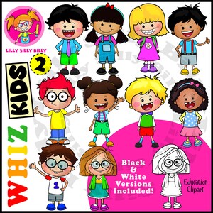 Whiz Kids 2. Clipart in Color & Black/white. {lilly Silly Billy}. Small ...