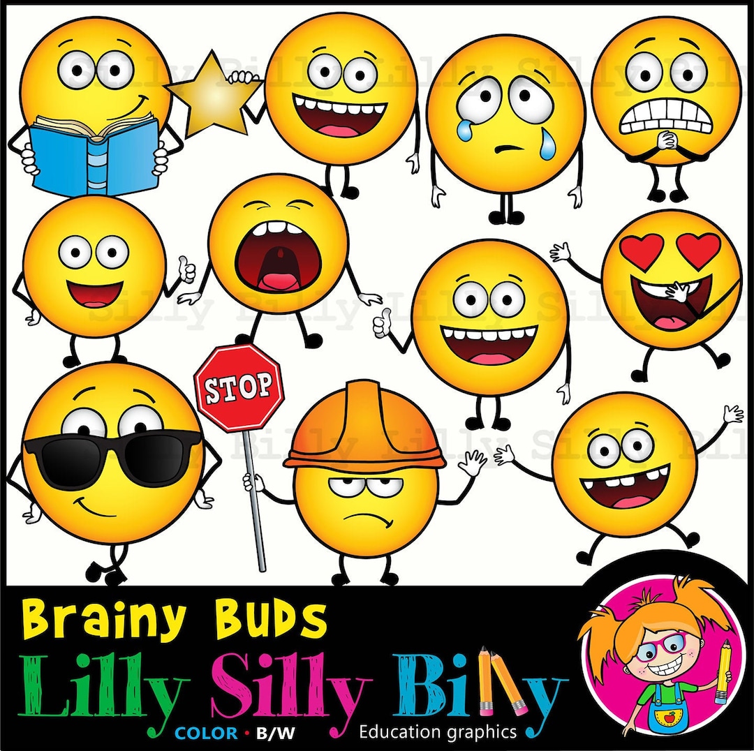 Clipart Emoji's 'brainy Buds - Action' - Children's Educational ...