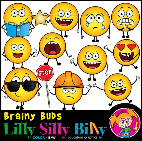 Clipart Emoji's 'brainy Buds Action' | Etsy