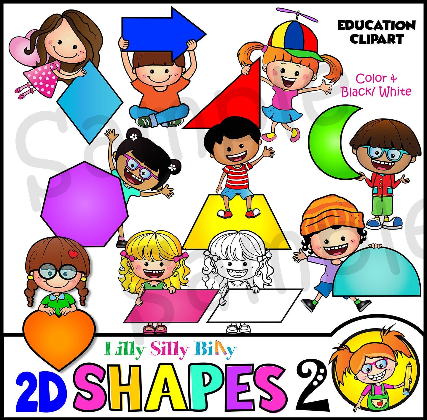 Shapes Clipart version 2, Commercial Use Education Graphics, Cute ...