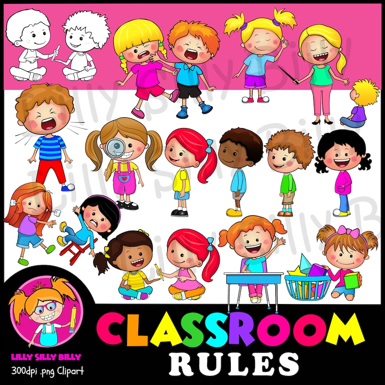 Classroom Rules, Variety Pack - 50 Images: Black and White and Color ...