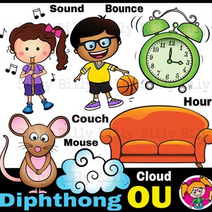 Diphthong BUNDLE. Phonics, 192 Clipart Images in Black and White Stamps ...