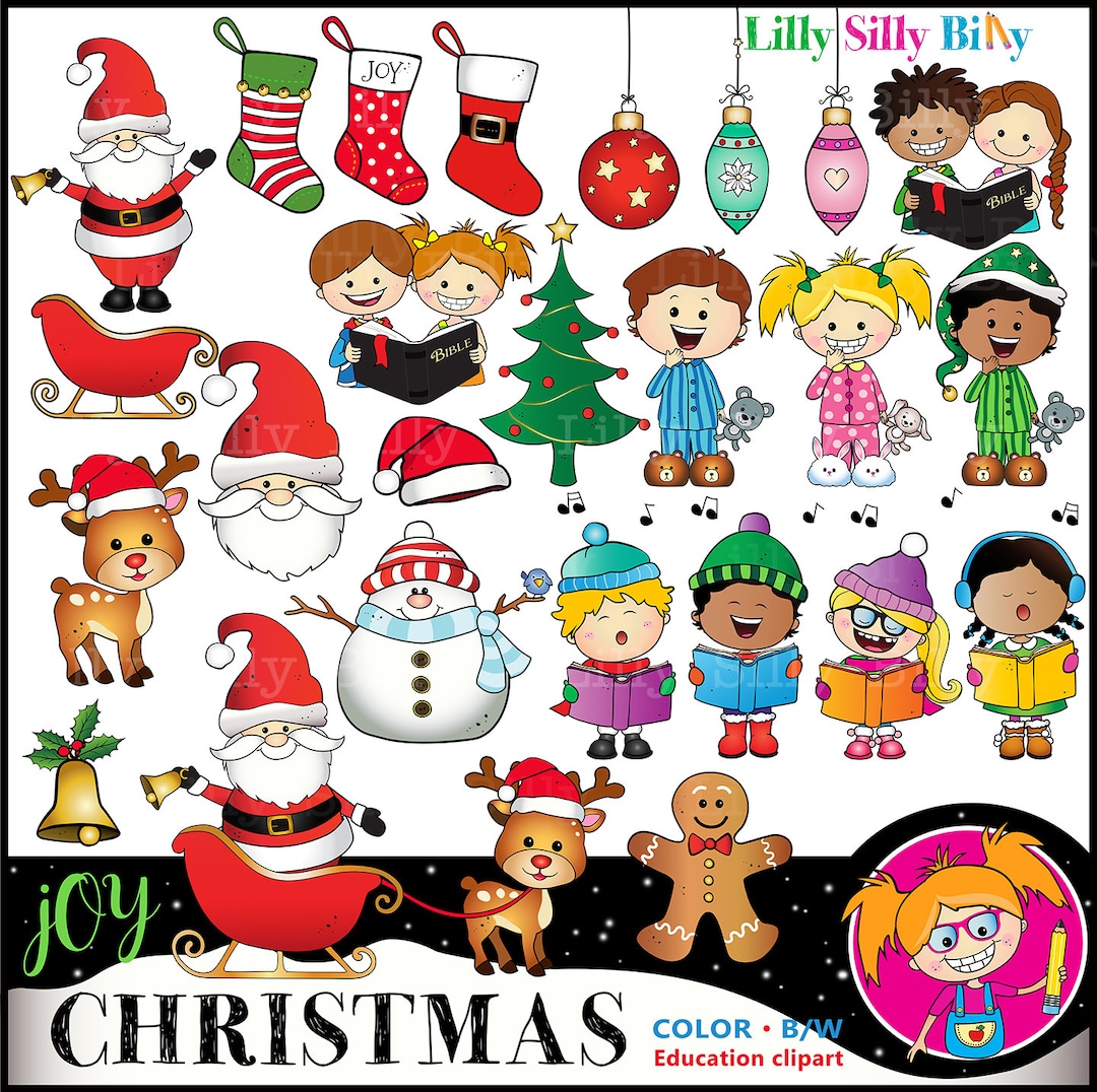 Christmas Joy - 54 Images: BLACK and WHITE/ and Full Color BUNDLE ...