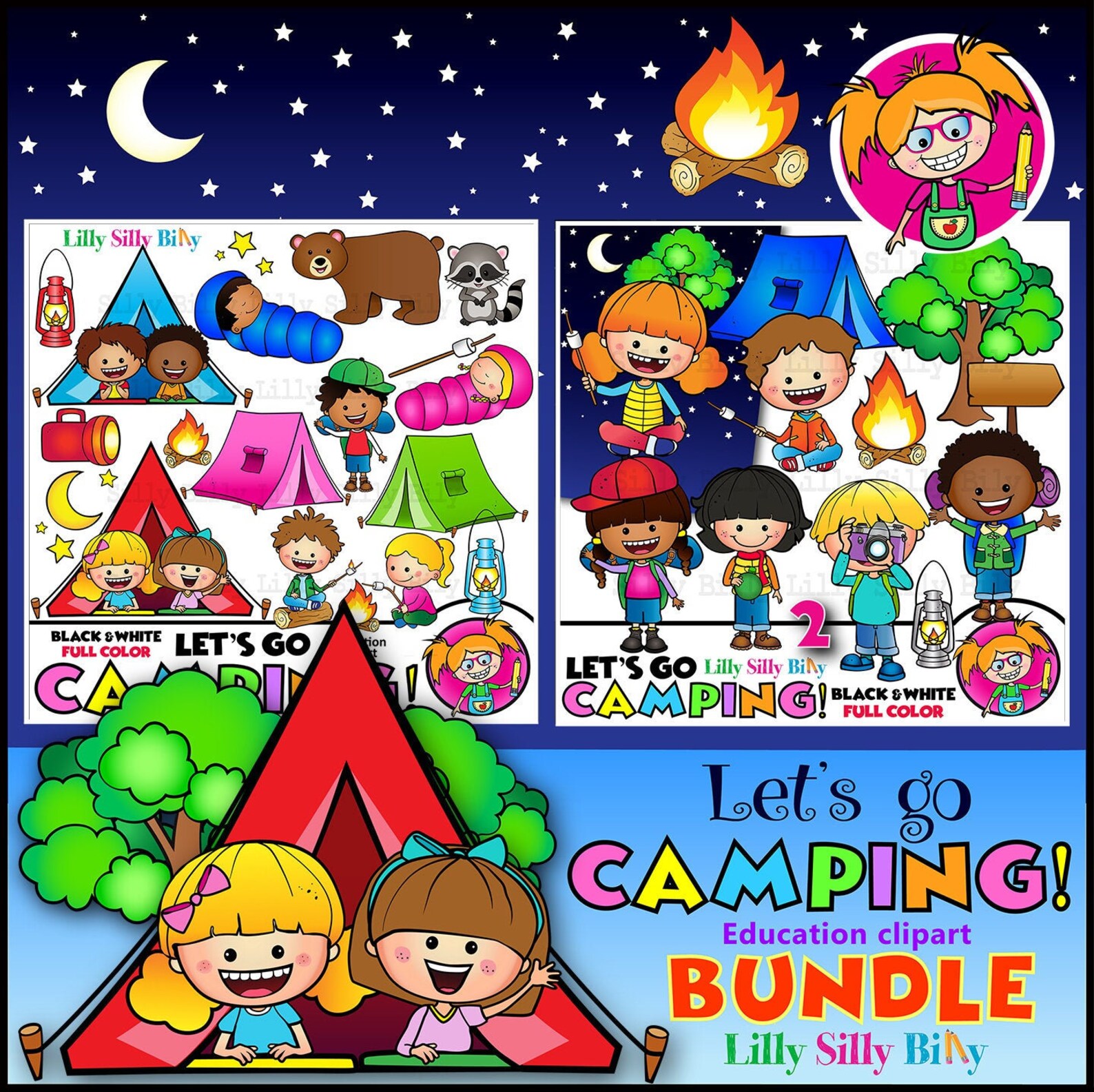 Let's Go Camping CLIPART BUNDLE Clipart Super Sweet | Etsy