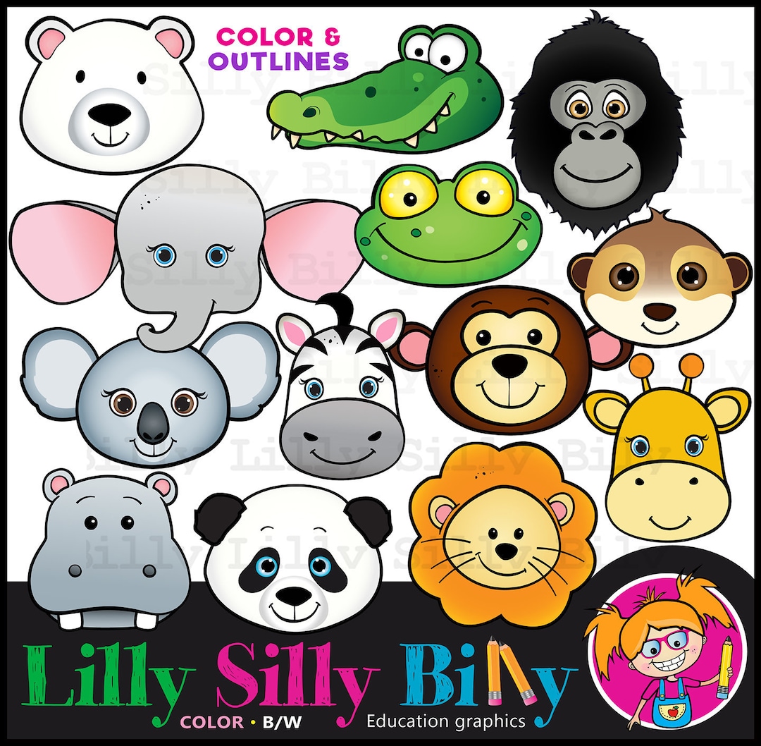 Zoo Animals 1 - Vibrant Clipart of Happy Zoo Animals. Small Commercial ...