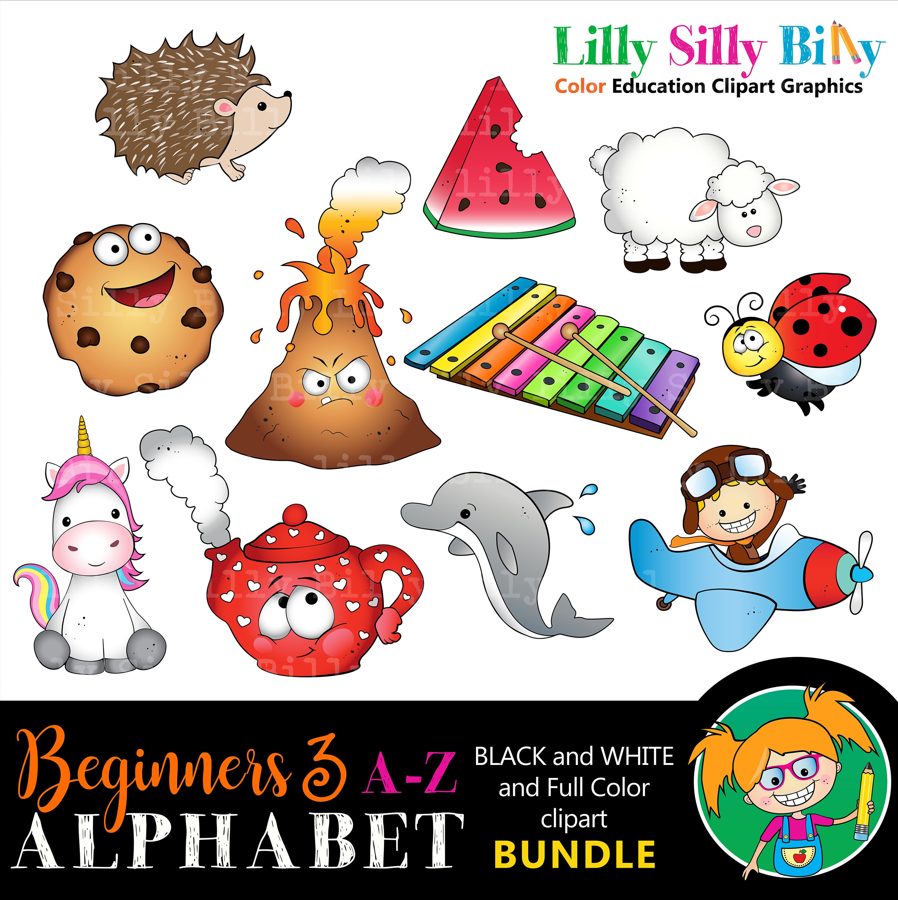 Alphabet Clipart - BLACK AND WHITE and Color Teachers Graphics ...