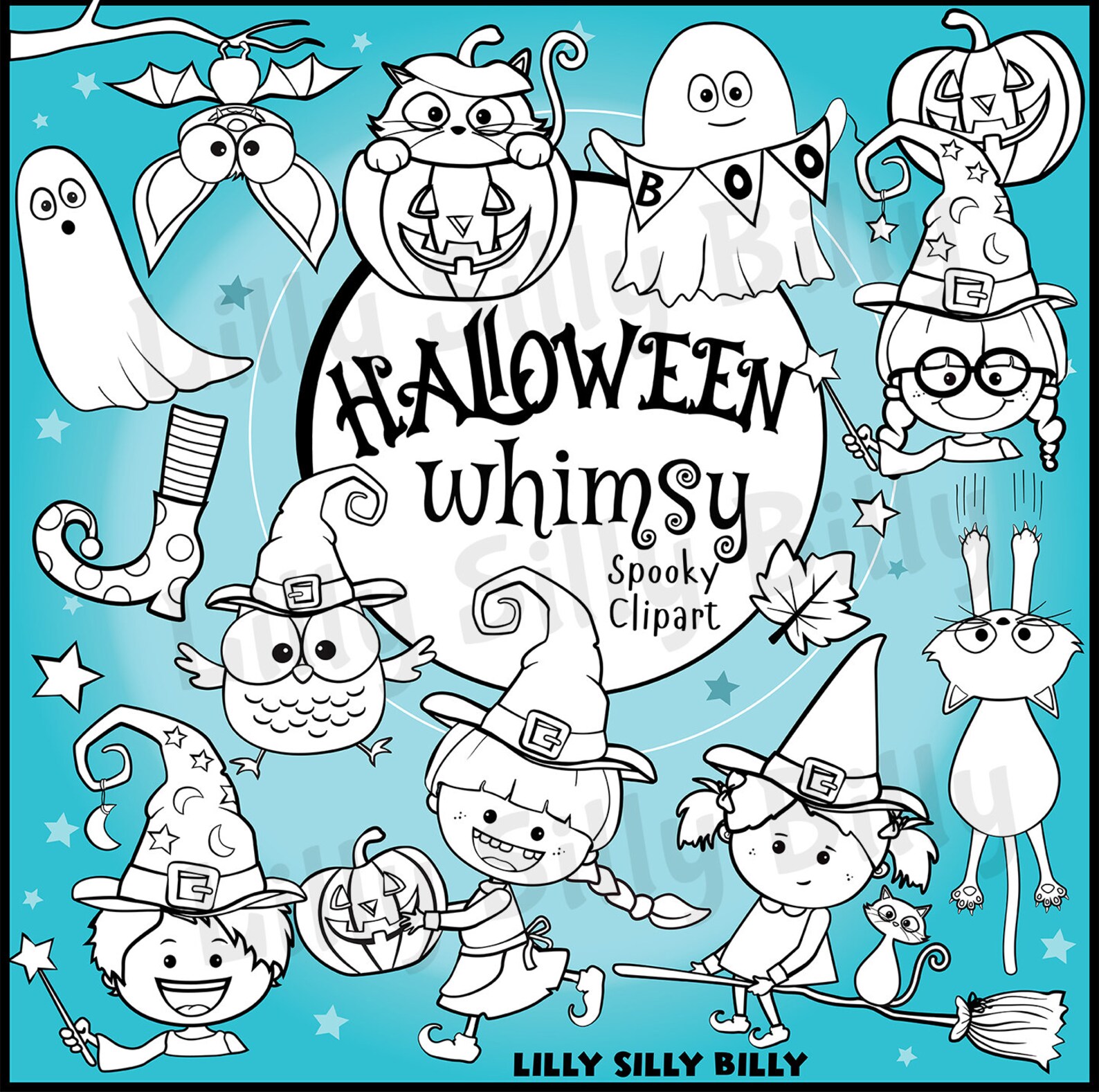 Halloween Whimsy clipart Not-so-scary illustrations for | Etsy
