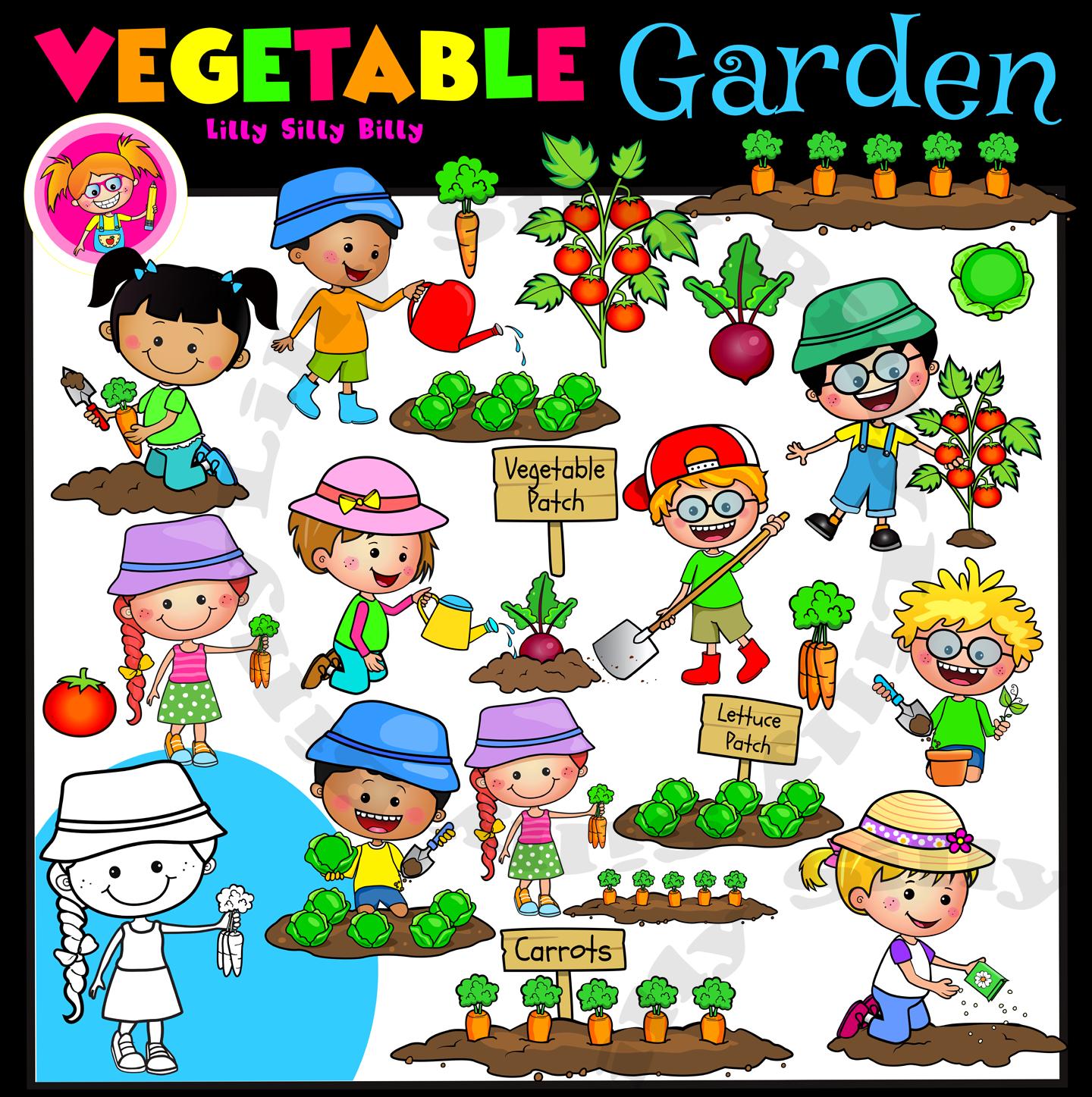 Gardening Kids Clipart | Super Sweet Kids in the Garden | Planting and ...