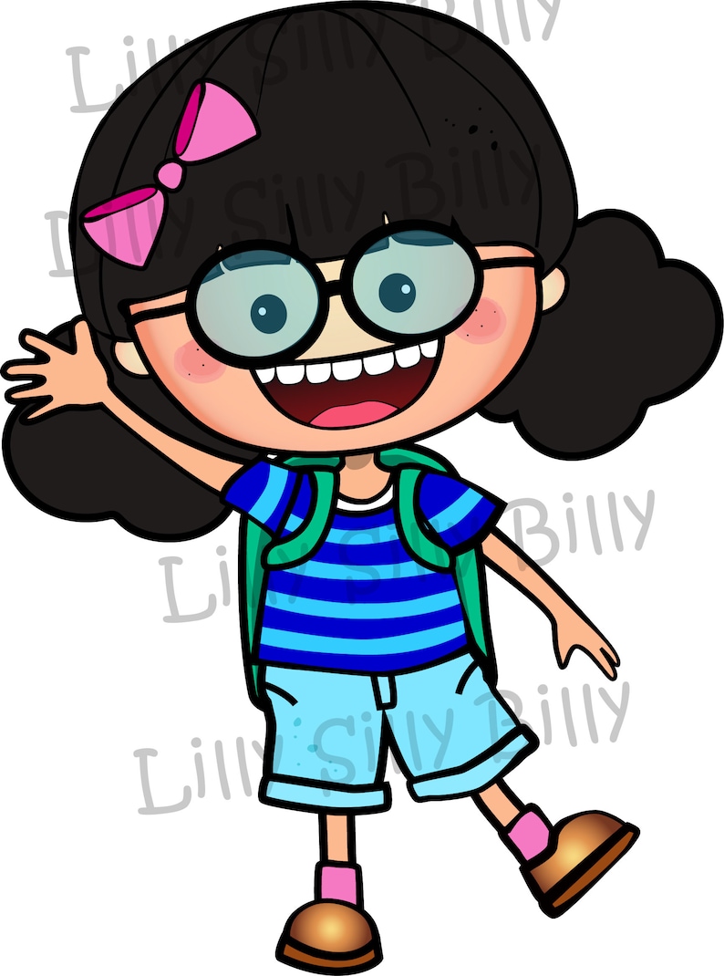 Black Haired Light Skinned School Girls. Clipart Black and - Etsy