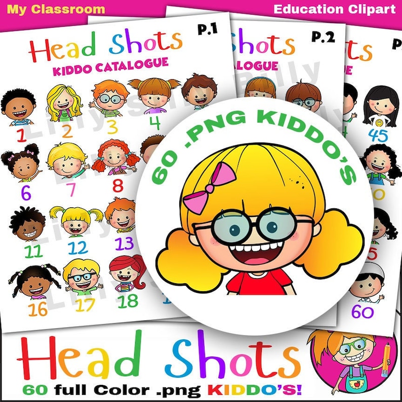 Head Shots 60 X 1.5 Inch Cropped Character Clipart. lilly - Etsy