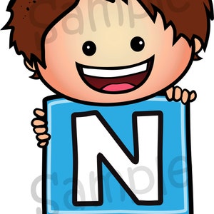 Alphabet Kids Capitals N-Z. Cute Clipart of Children Displaying Letters ...