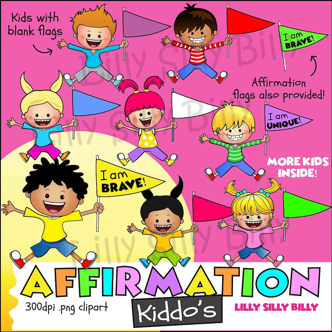 Positive Affirmations - Clipart in BLACK & WHITE/ Full Color. Small ...