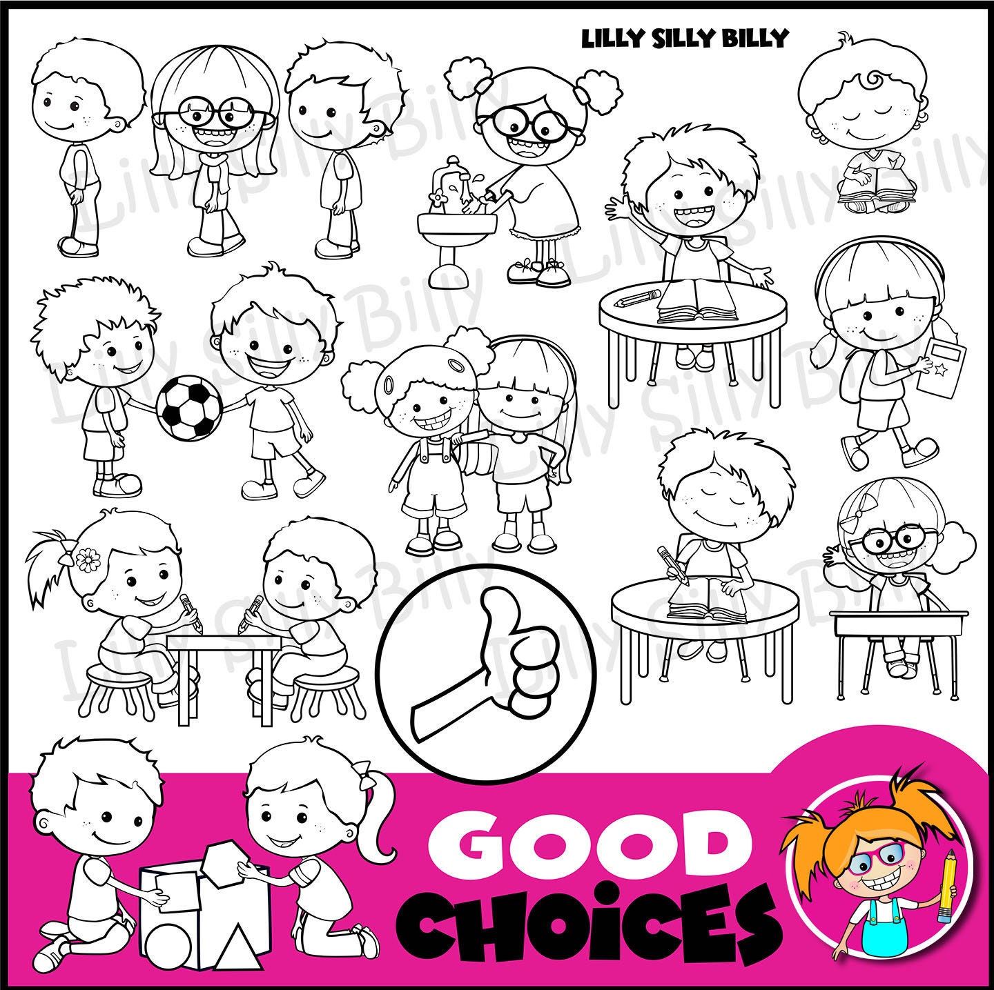 Good Choices Clipart in BLACK & WHITE/ Full Color. Small - Etsy