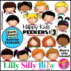 Happy Kids Clipart Peekers, Value Bundle - Smiling Children, Peeking ...