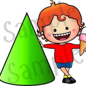 Kids With 3D Shapes Clipart Set, Small-commercial Use Education ...