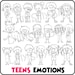 Teen's Emotions. Clipart, Black and White & COLOR, Small Commercial and ...