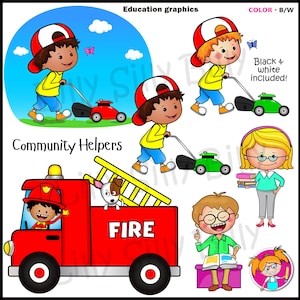 Community Helpers PLUS* - BLACK and WHITE/ and Full Color Clipart ...