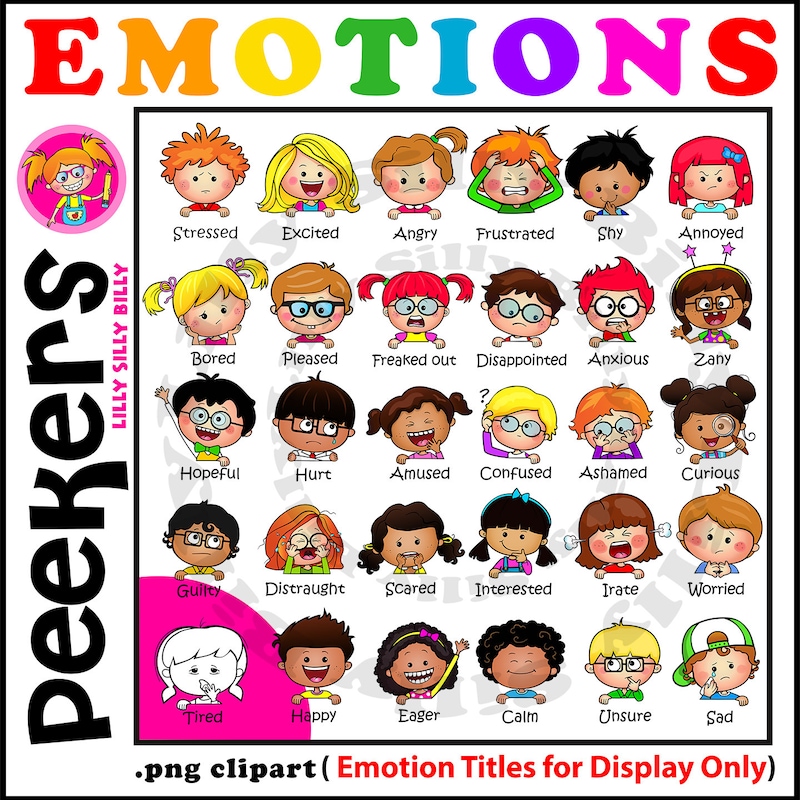Emotions Clipart Black and White - Etsy