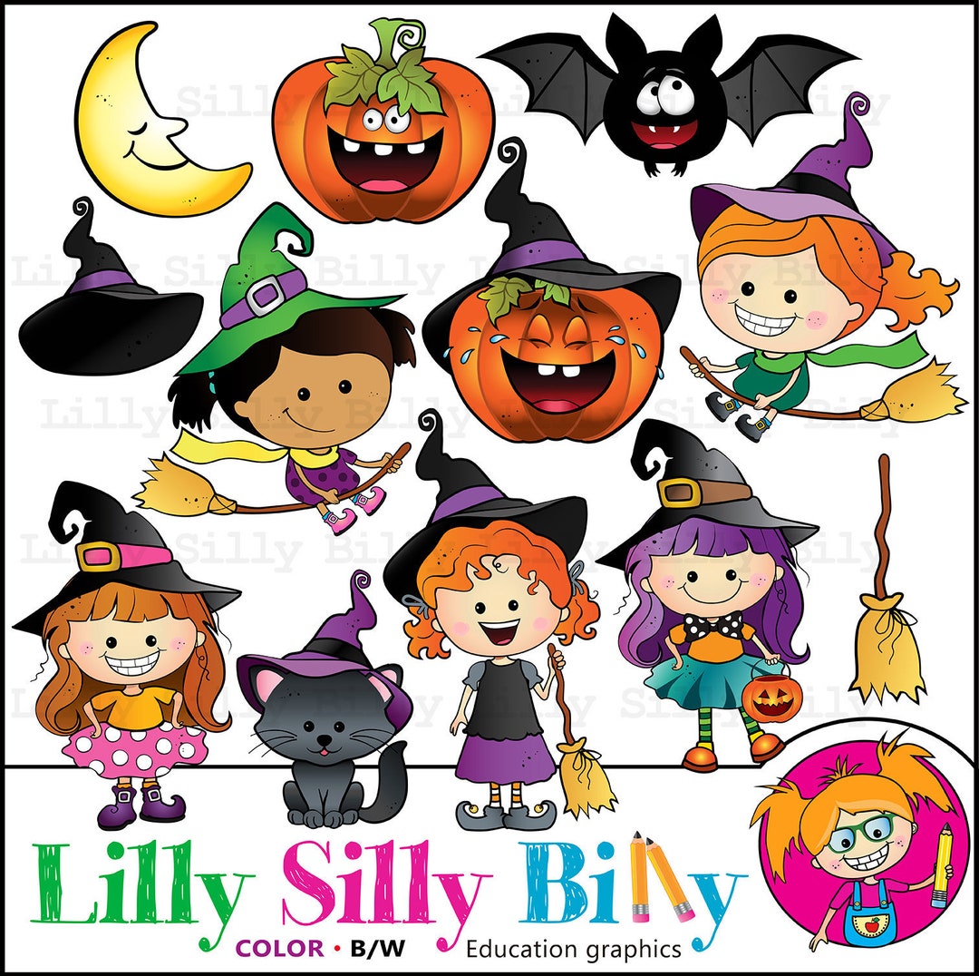 Halloween Clipart. Which Witch? BLACK and WHITE/ COLOR. Sweet & Spooky ...