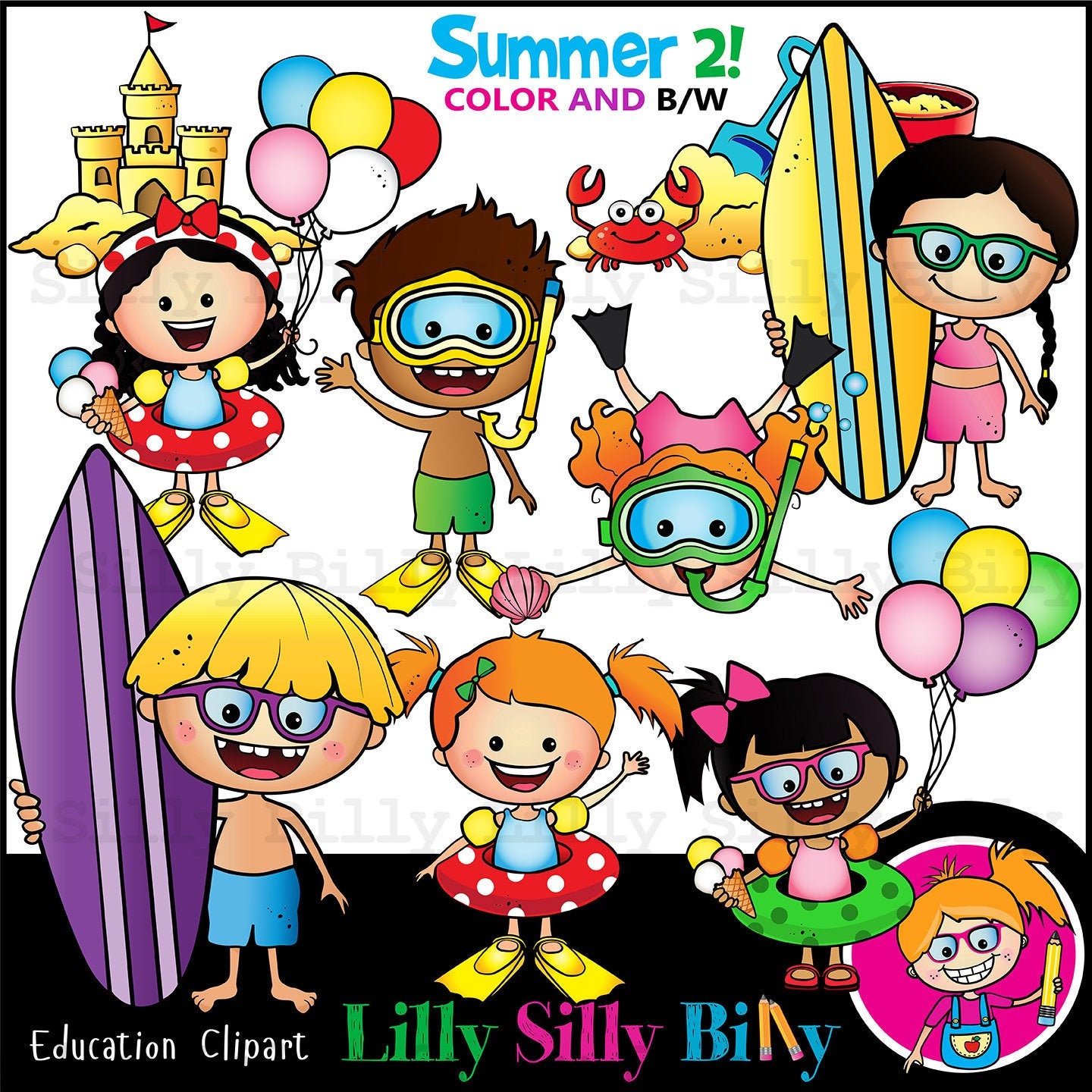 SUMMER 2 Clipart for Small Commercial and Education Use. - Etsy