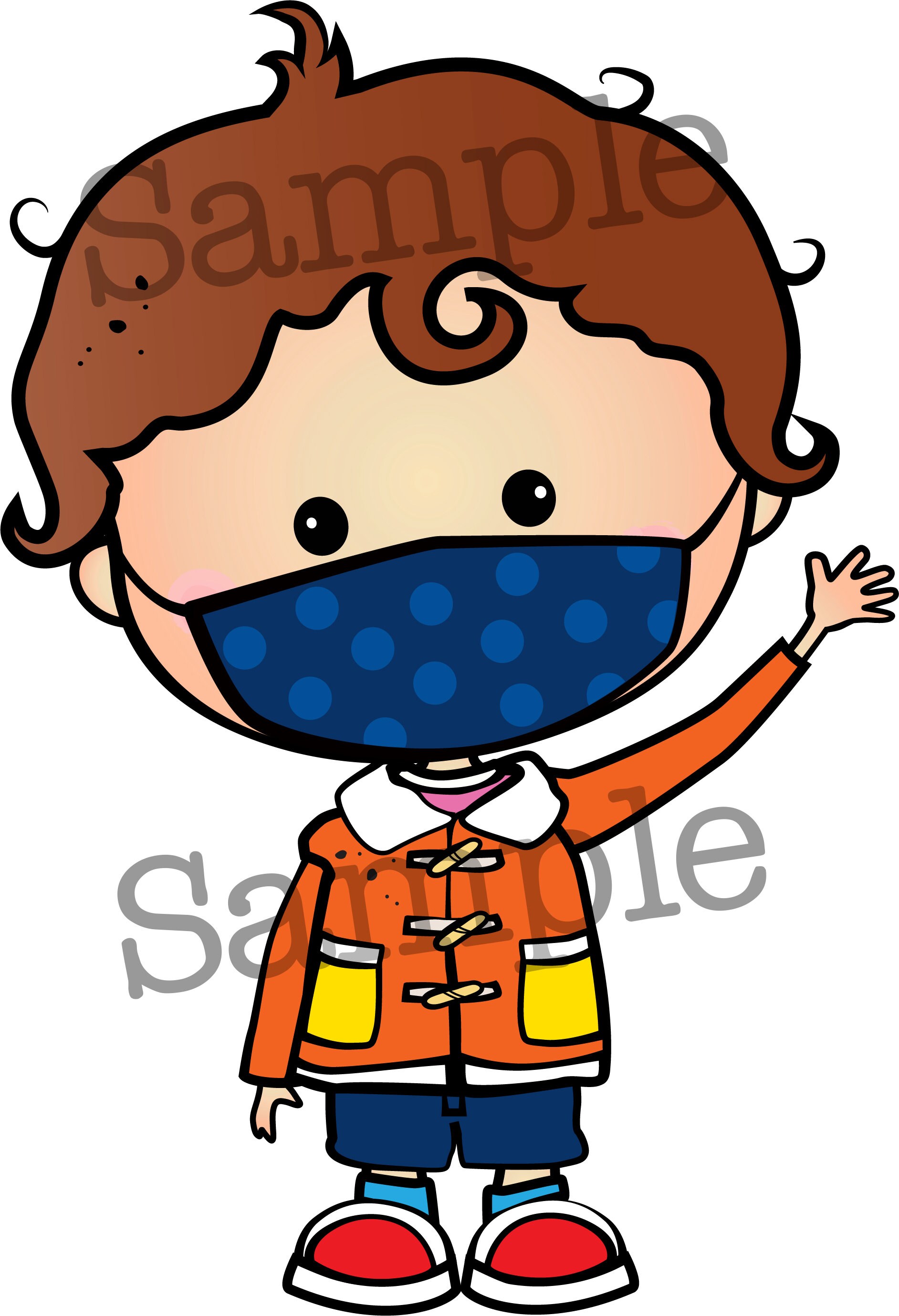 Kool Kids with covid-safe masks Clipart. BLACK and WHITE and | Etsy