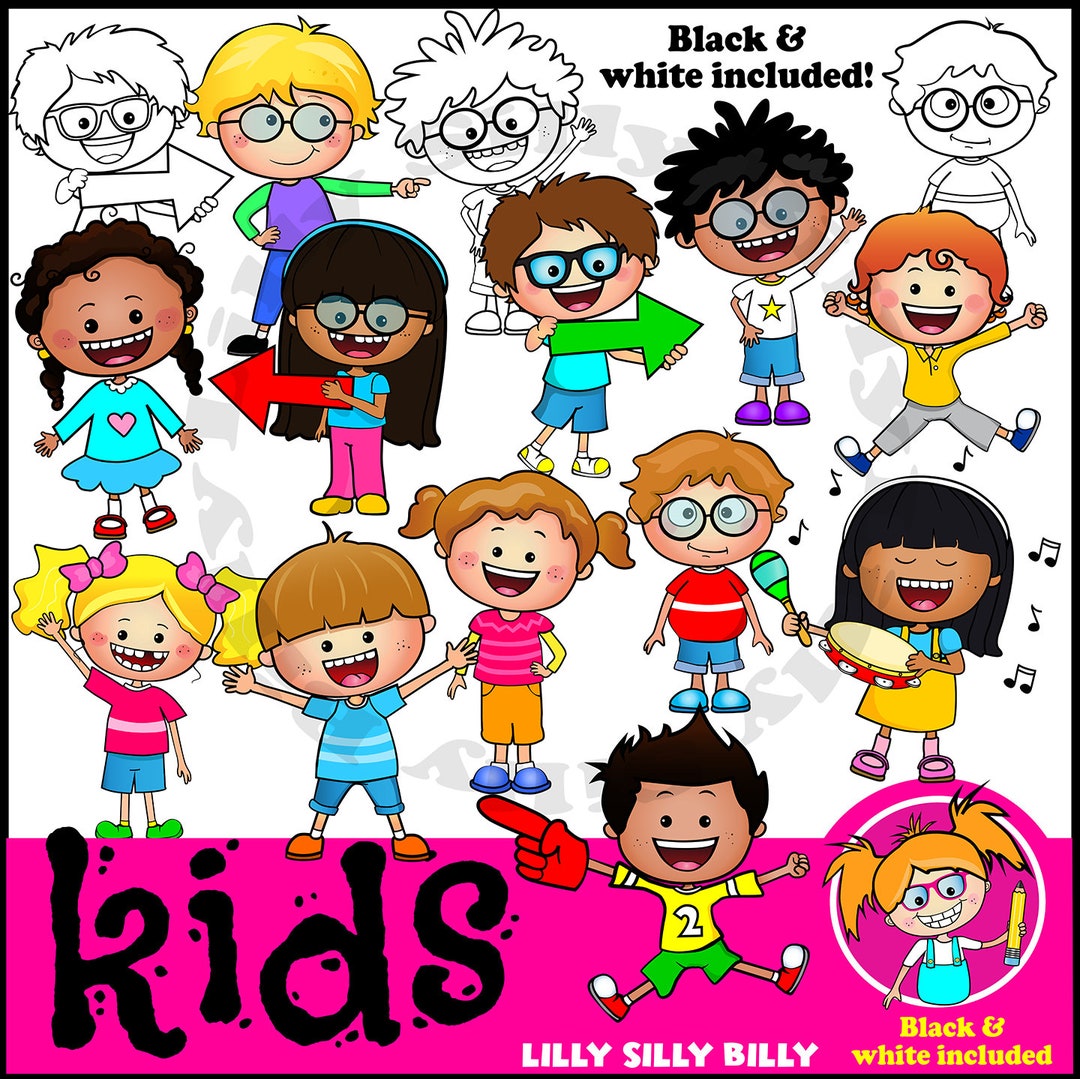 Kids. Clipart in Color & Black/white. {lilly Silly Billy}. Small ...
