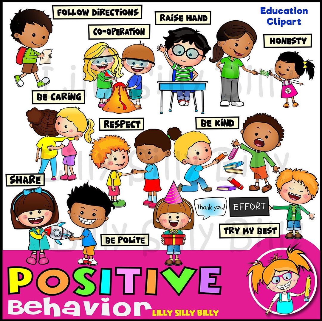 Positive Behaviour Clipart In BLACK WHITE Full Color Small Positive Behaviour Clipart In BLACK WHITE Full Color Small