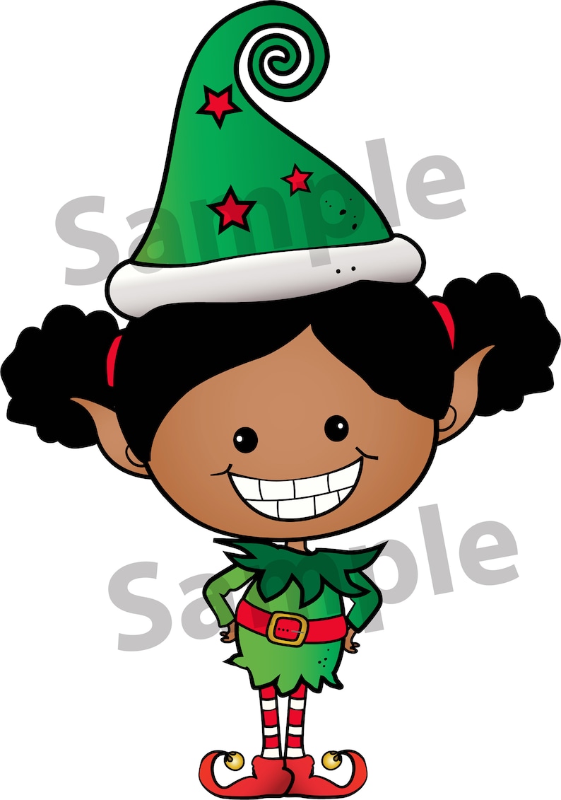 Christmas Cheeky Elves BLACK and WHITE/ and Full Color BUNDLE. Festive ...
