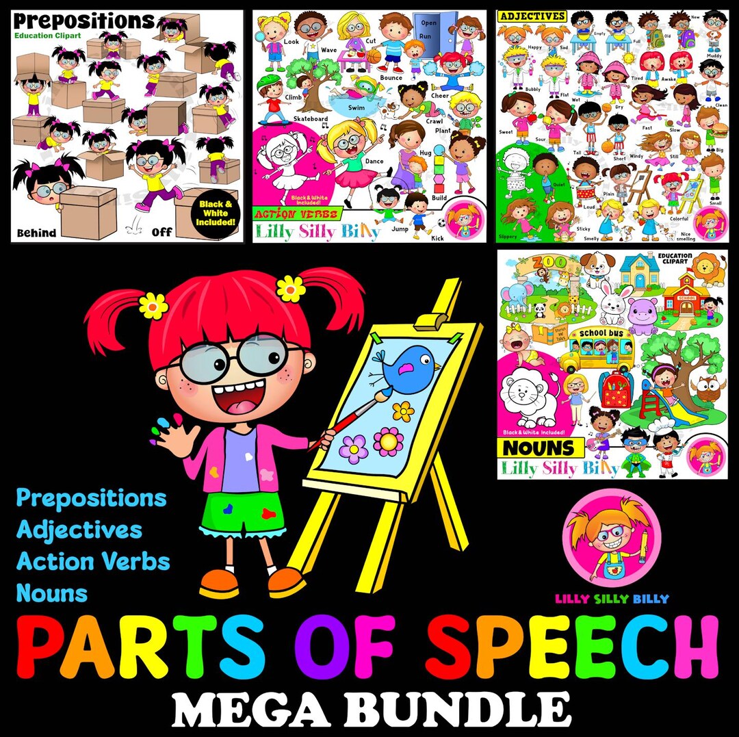 Parts of Speech Clipart Mega-bundle | Verbs | Adjectives | Nouns ...