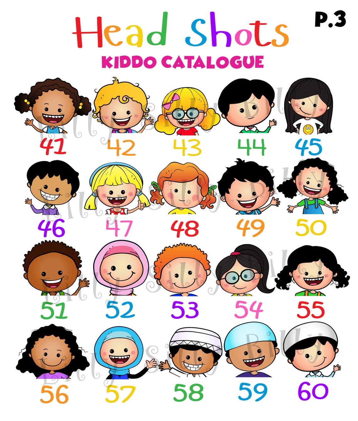 Head Shots 60 X 1.5 Inch Cropped Character Clipart. lilly - Etsy