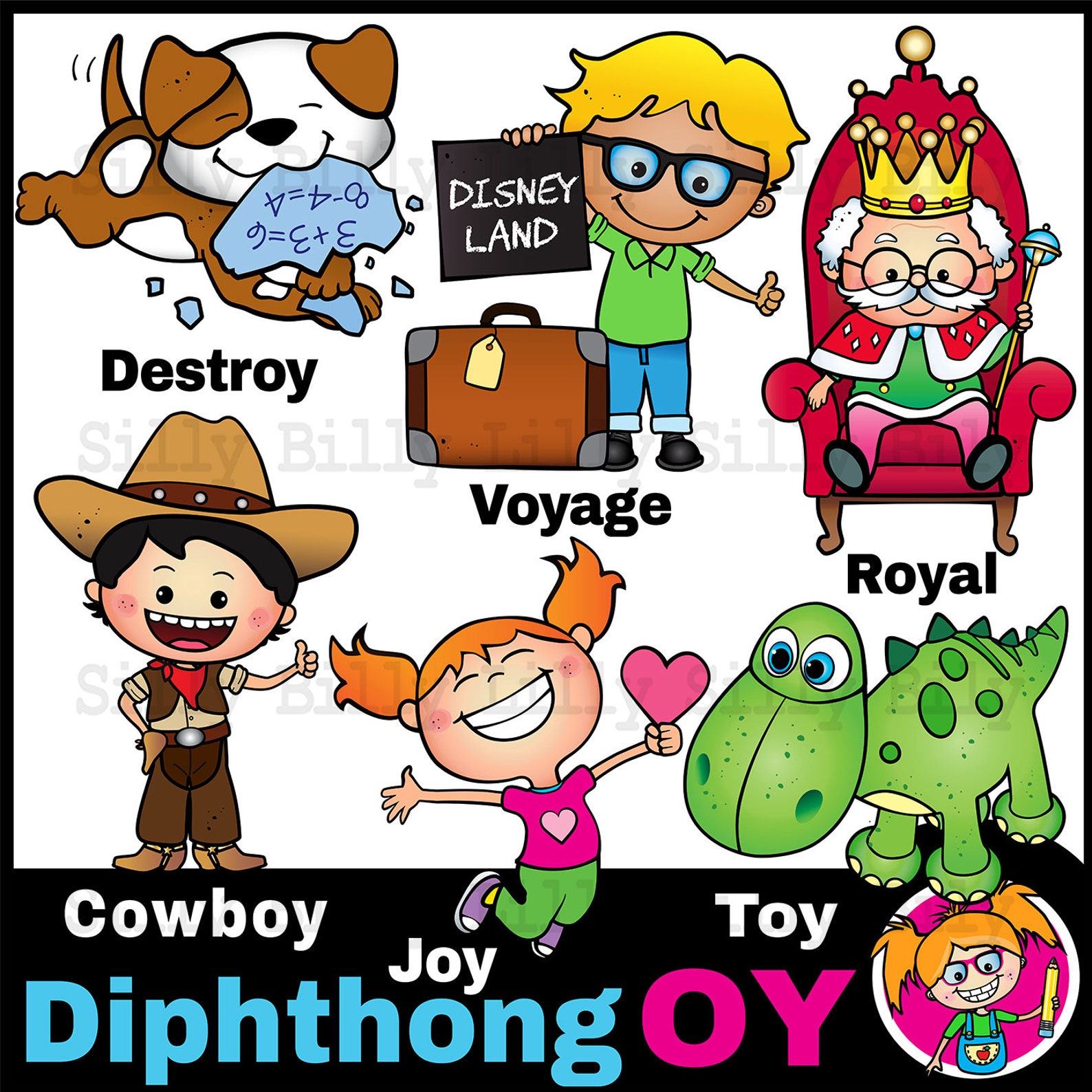 Diphthong BUNDLE. Phonics, 192 Clipart Images in Black and White Stamps ...