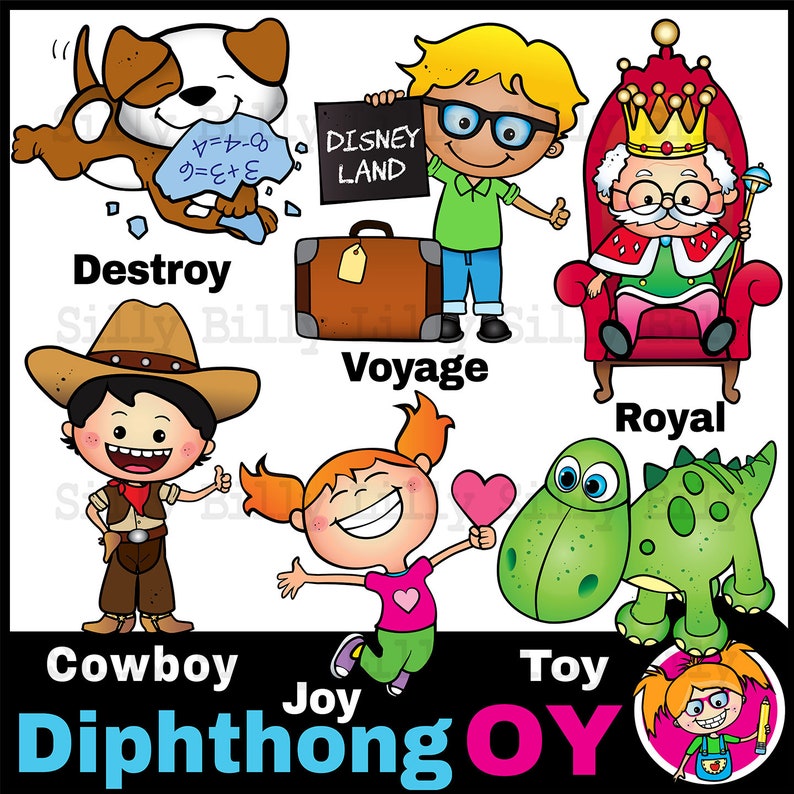 Diphthong BUNDLE. Phonics 192 Clipart Images in Black and | Etsy